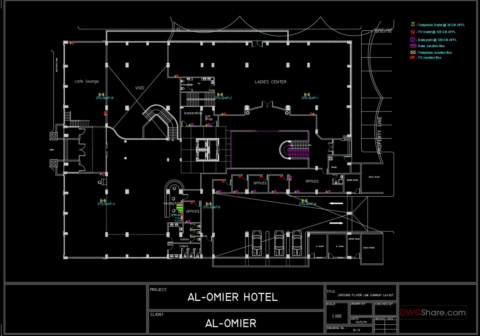 24.Hotel Ground Floor Lighting and Power Layout Plan Autocad
