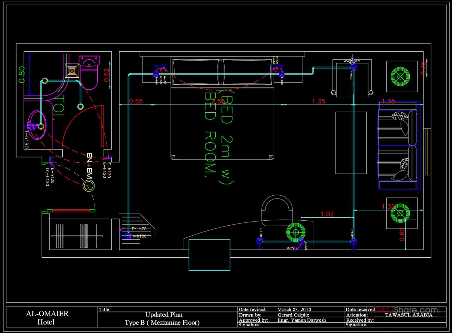 27.Hotel Mezzanine Floor Lighting and Power Plan Autocad