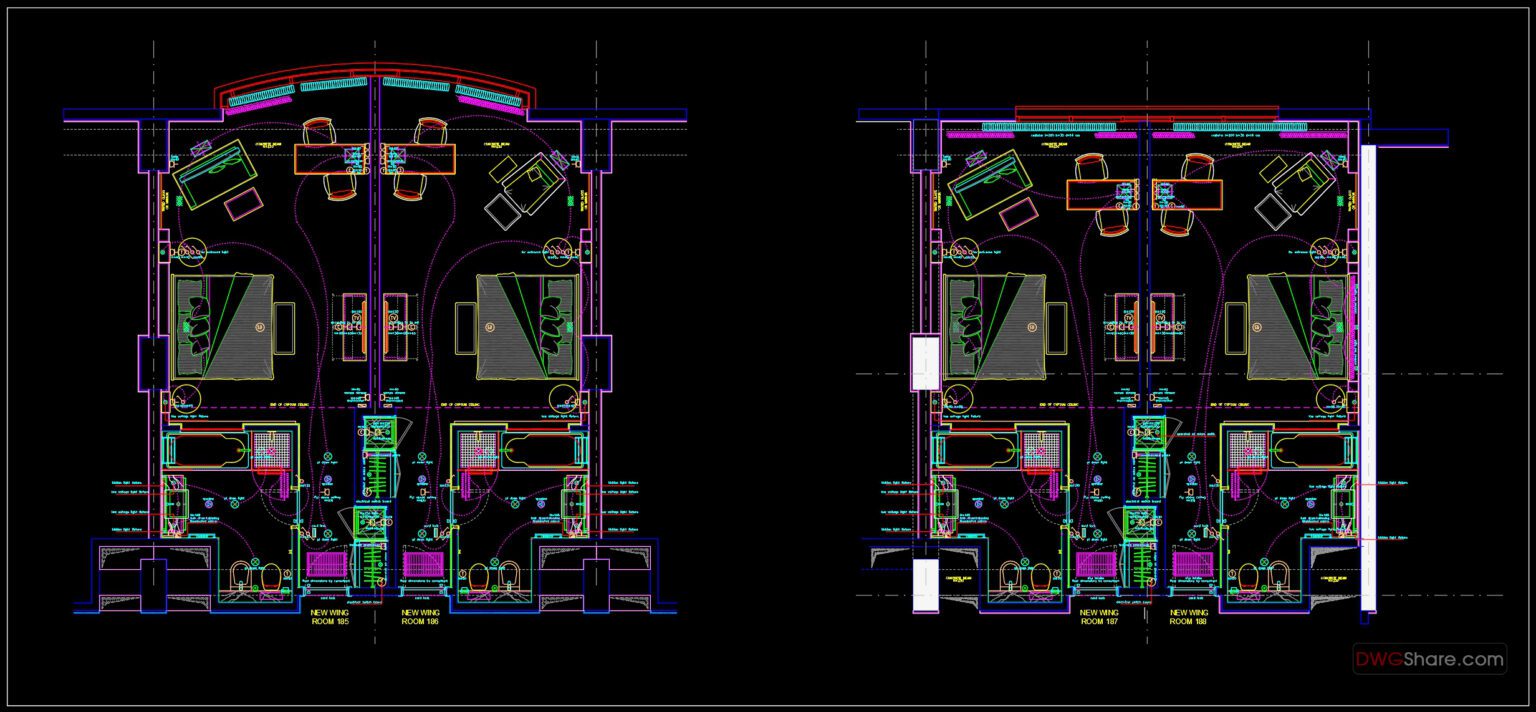 28.Typical Rooms Electricity Layout CAD