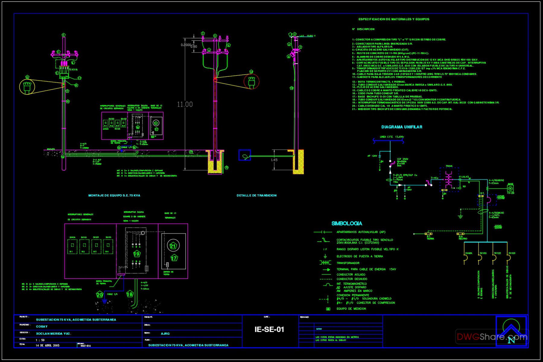 30.Electric Pole Underground Details CAD