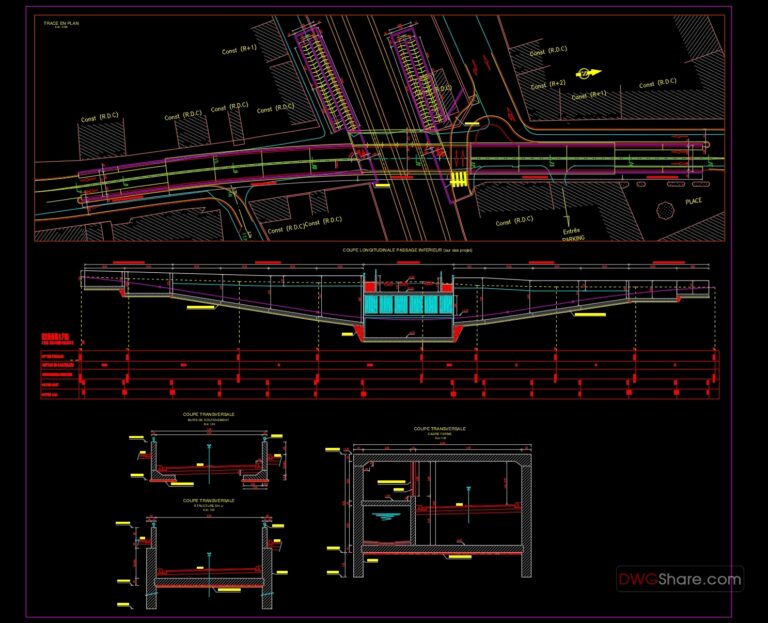 40.Cad File of Road and Pedestrian Underpass Plan Profile, Cross ...