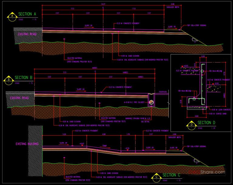 42.Cad File of Road Layout Plan and cross section For Free Download