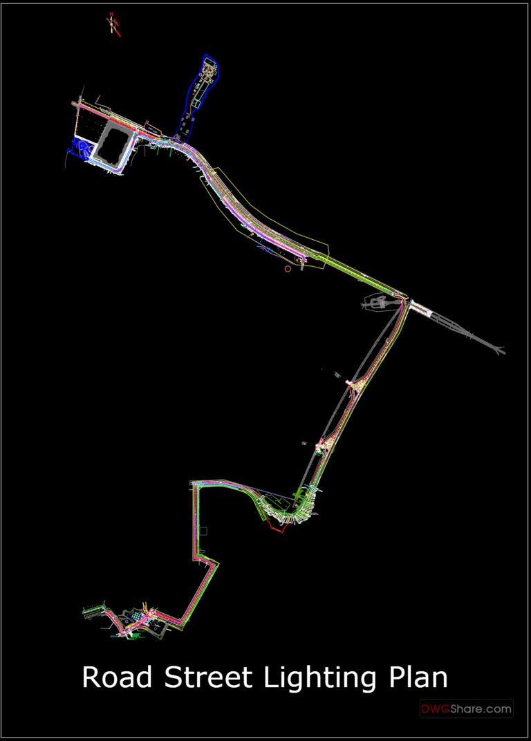 46.Cad File of Road Street Lighting Layout Plan For Free Download