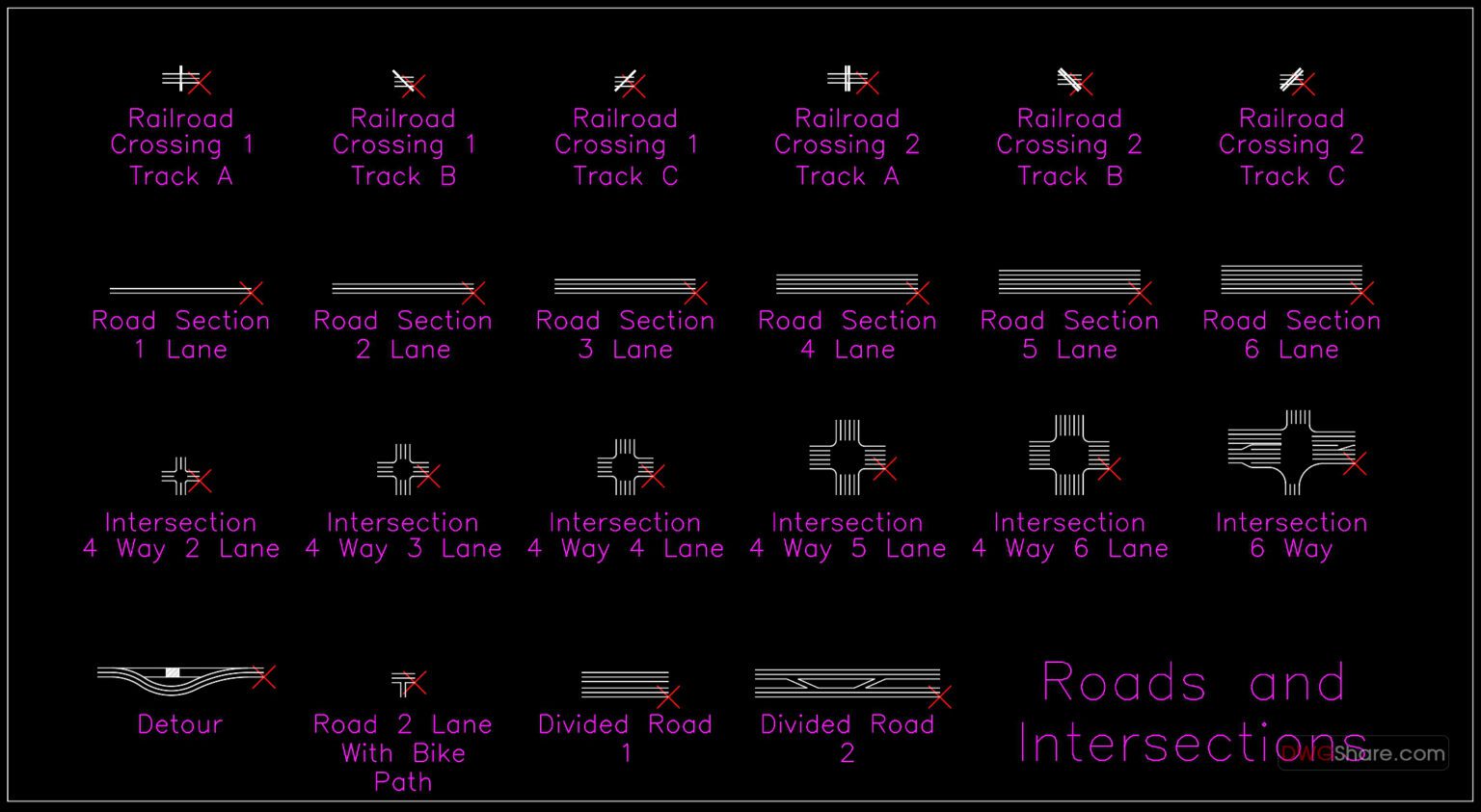 48.Cad File of Roads and Intersections Details For Free Download