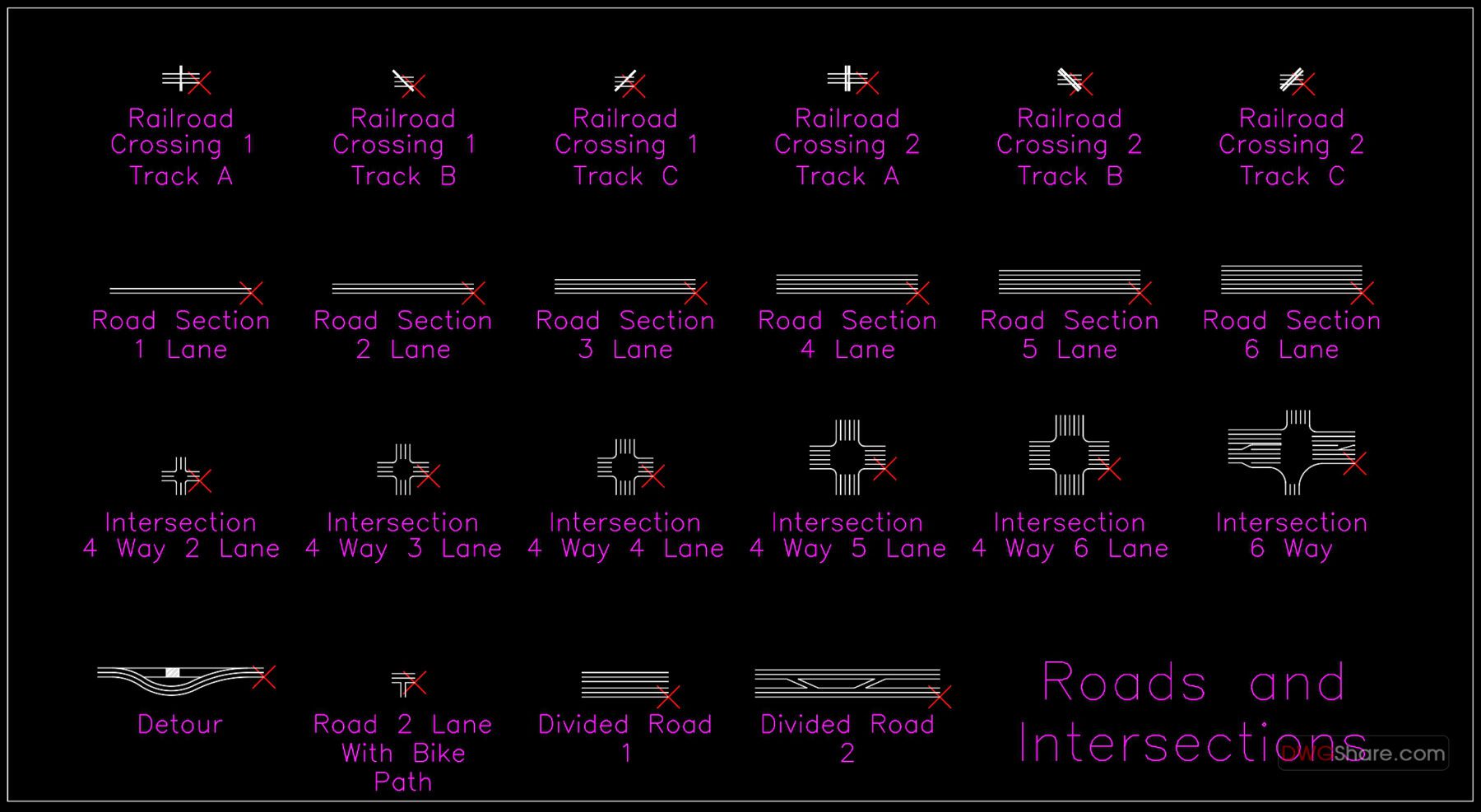 48.Cad File of Roads and Intersections Details For Free Download