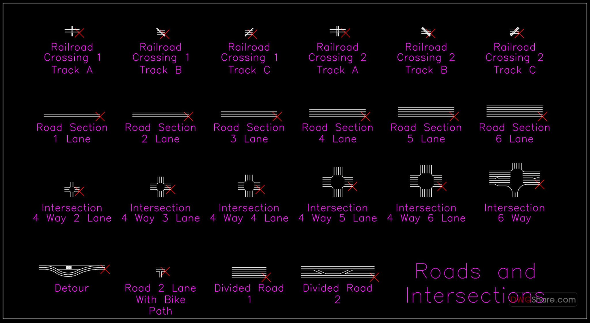 48.Cad File of Roads and Intersections Details For Free Download