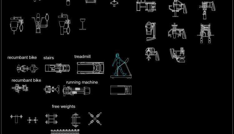 5.Gym Equipment Blocks Autocad File DWG - Free Cad Blocks, download DWG ...