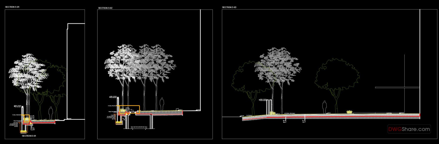 50.Cad File of Roadside Planting Section Details For Free Download