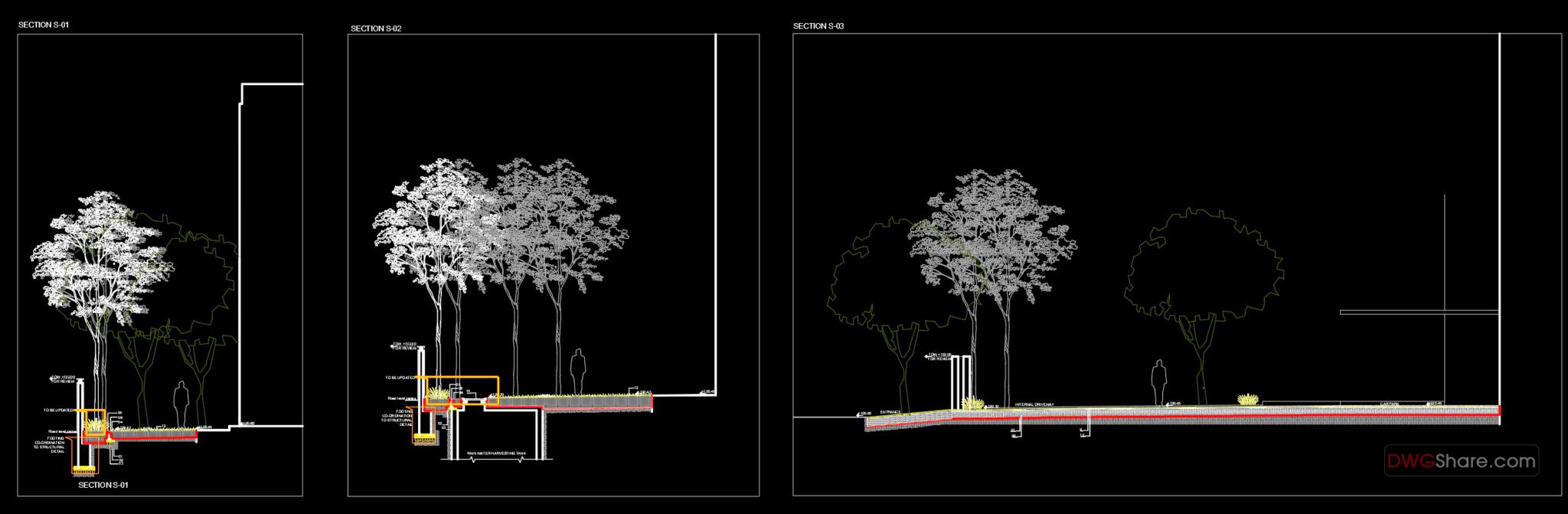 50.Cad File of Roadside Planting Section Details For Free Download