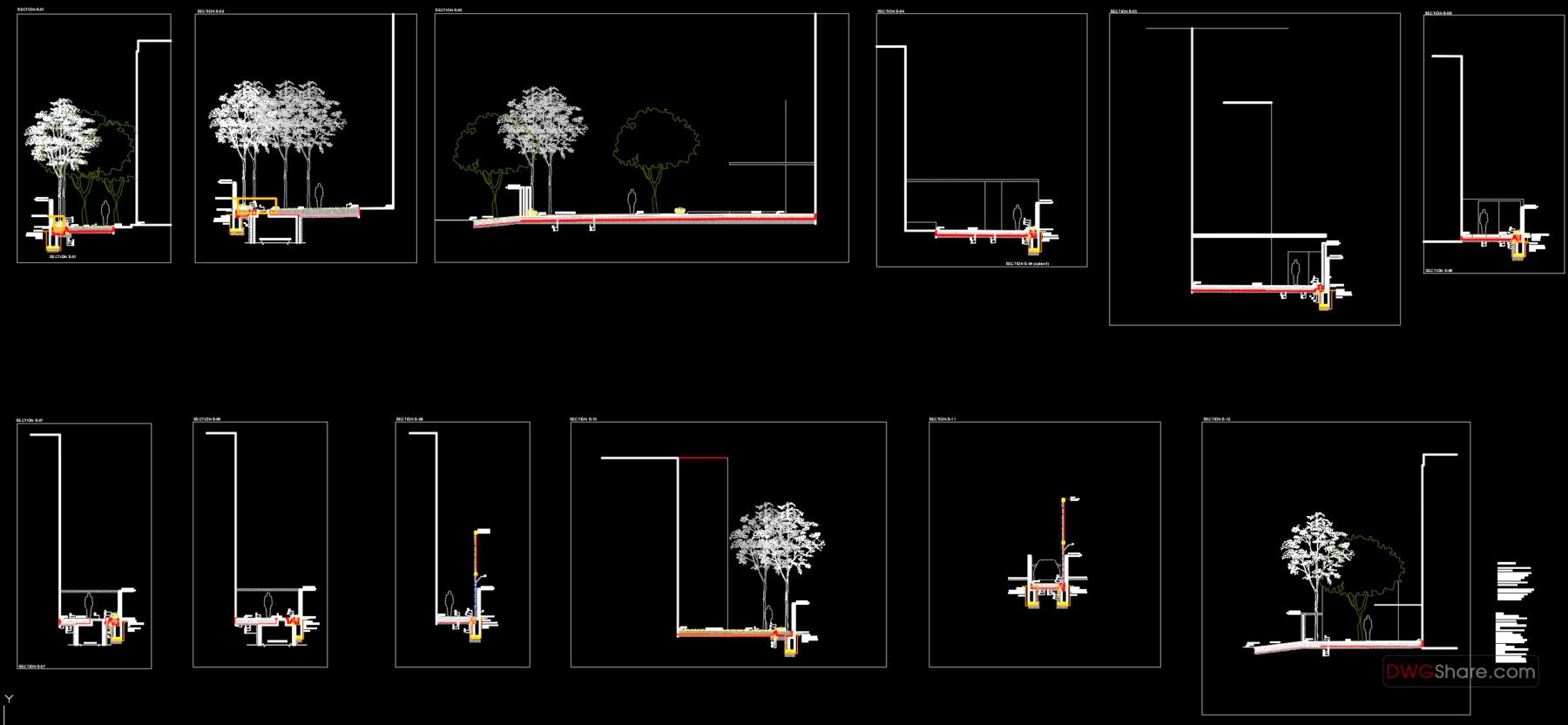 50.Cad File of Roadside Planting Section Details For Free Download