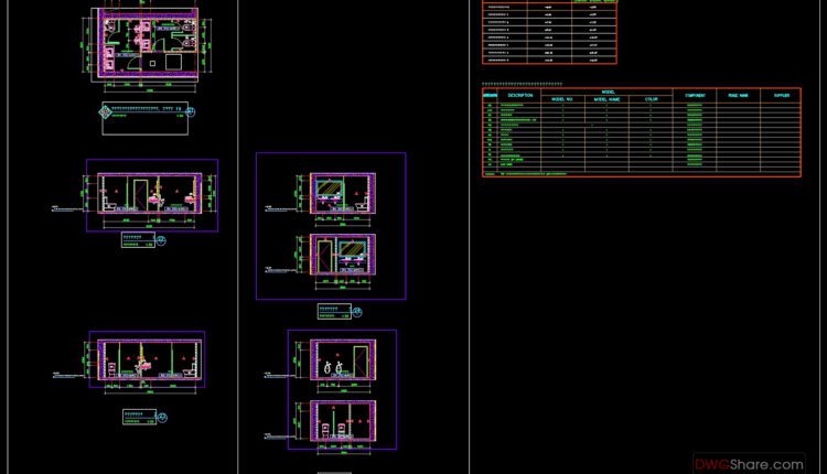 56.WC Layout Plan and elevations details AutoCAD drawing download ...