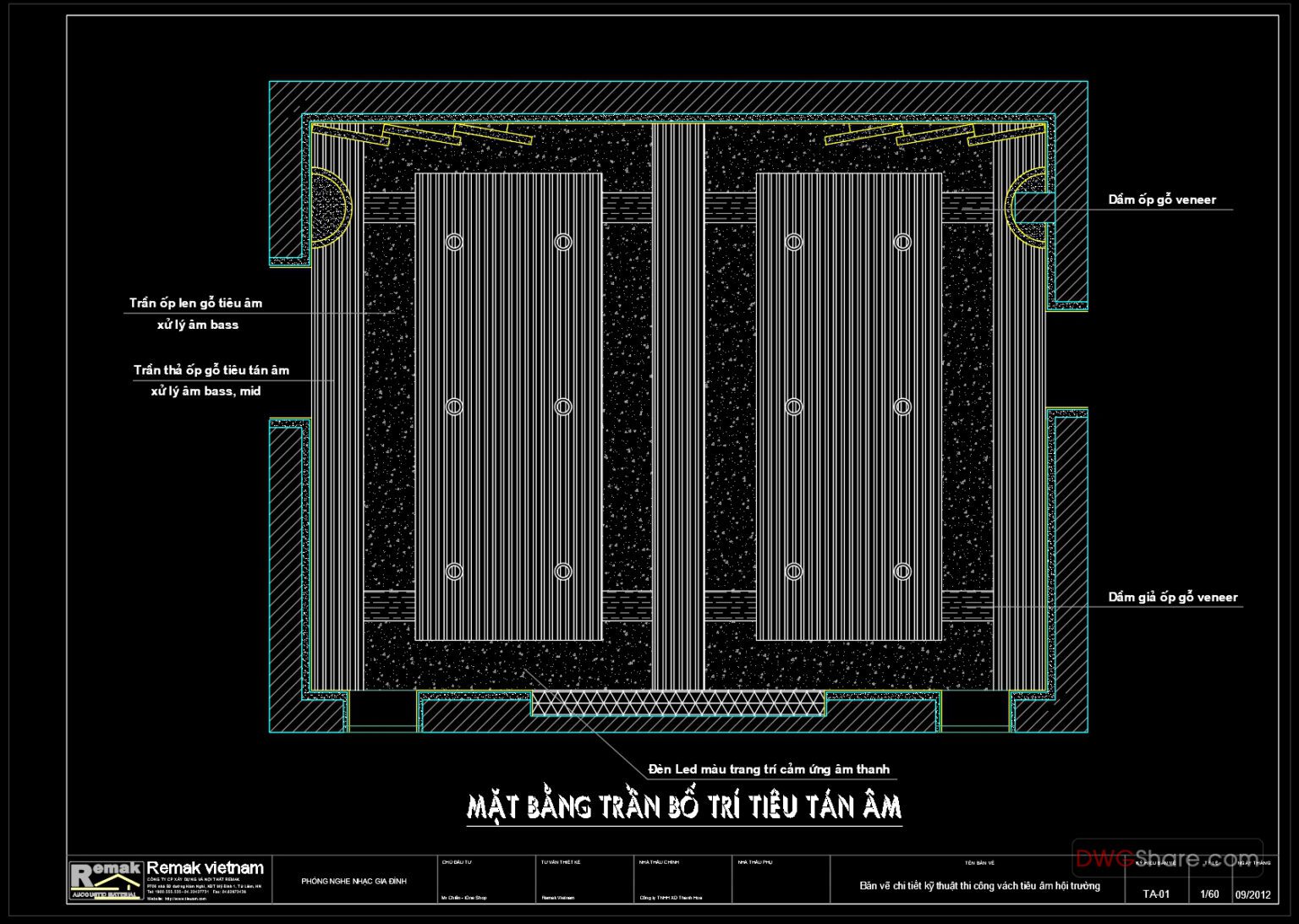 69.Acoustic isolation wall detail drawing in dwg AutoCAD file