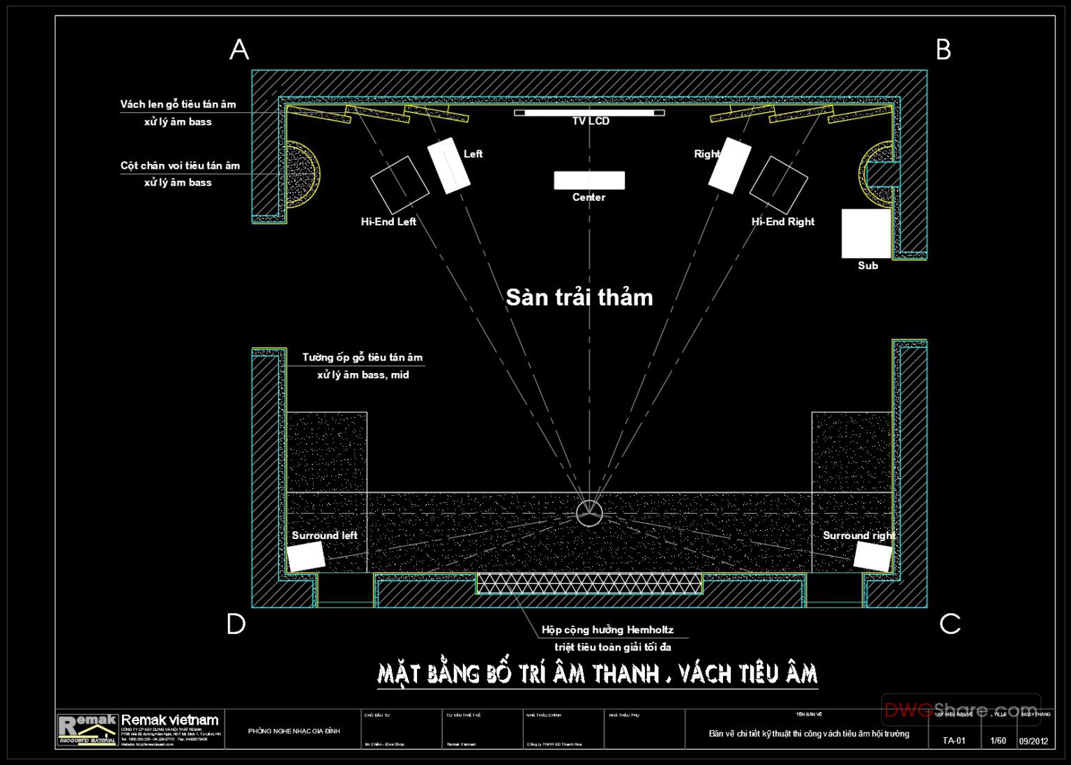 69.Acoustic isolation wall detail drawing in dwg AutoCAD file