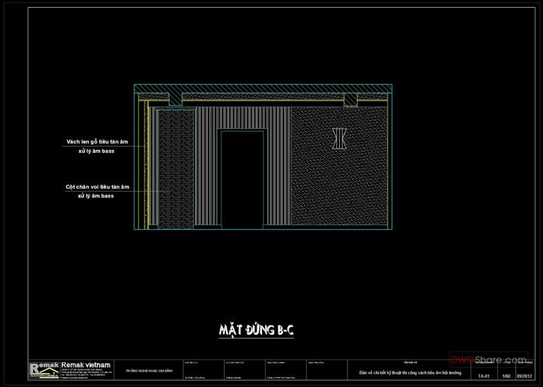 69.Acoustic isolation wall detail drawing in dwg AutoCAD file