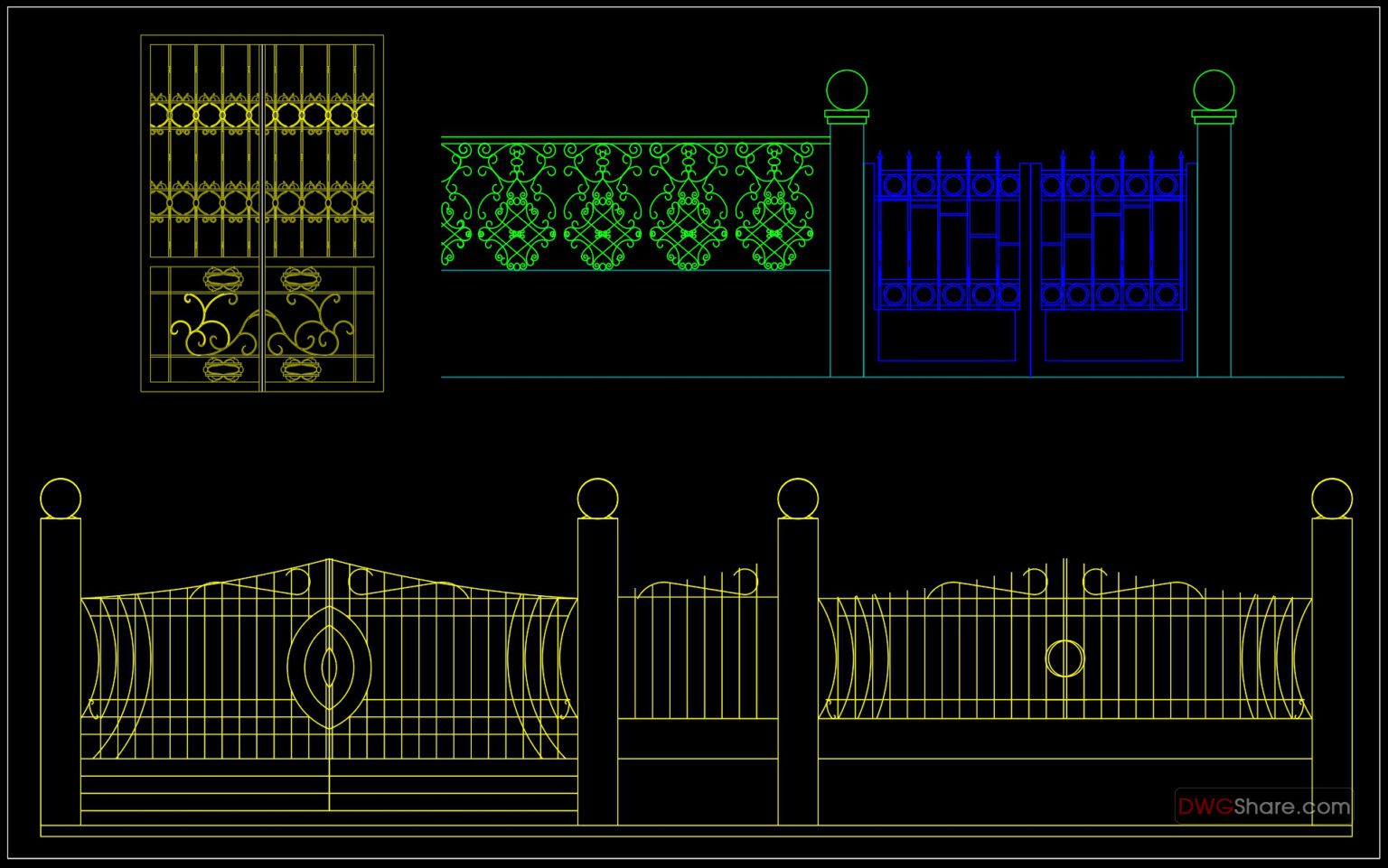 90.Gate and Fence design AutoCAD blocks free download