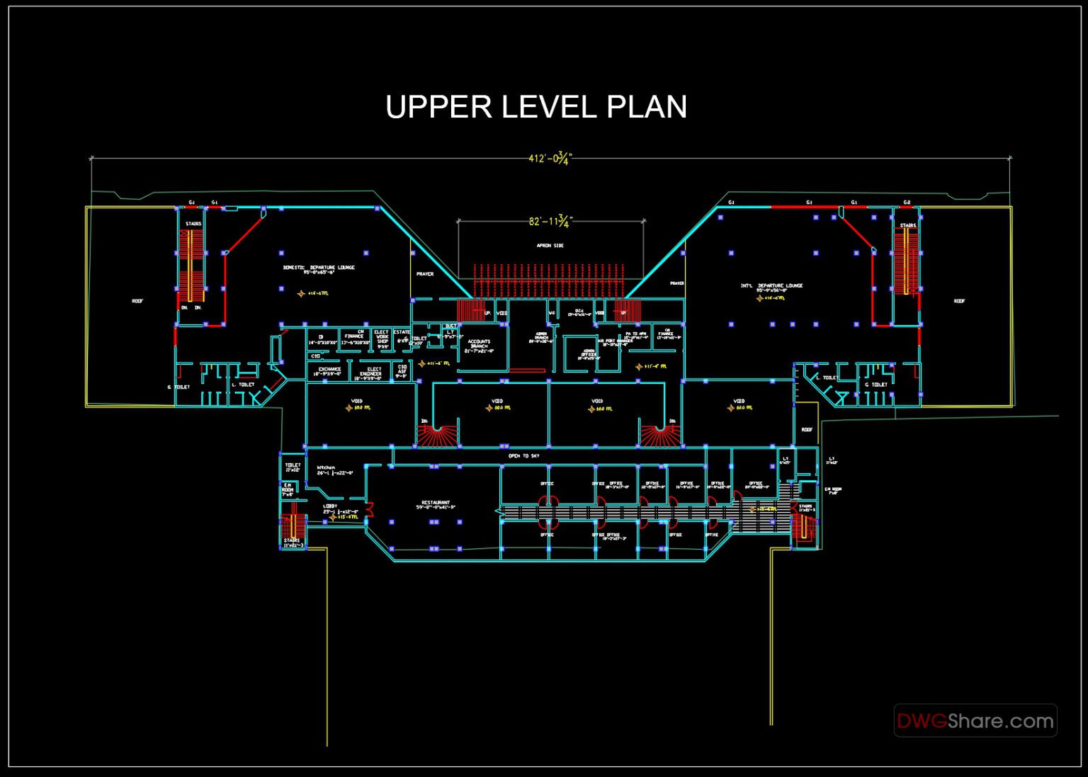 Airport Terminal Building Plan Autocad Drawing DWG