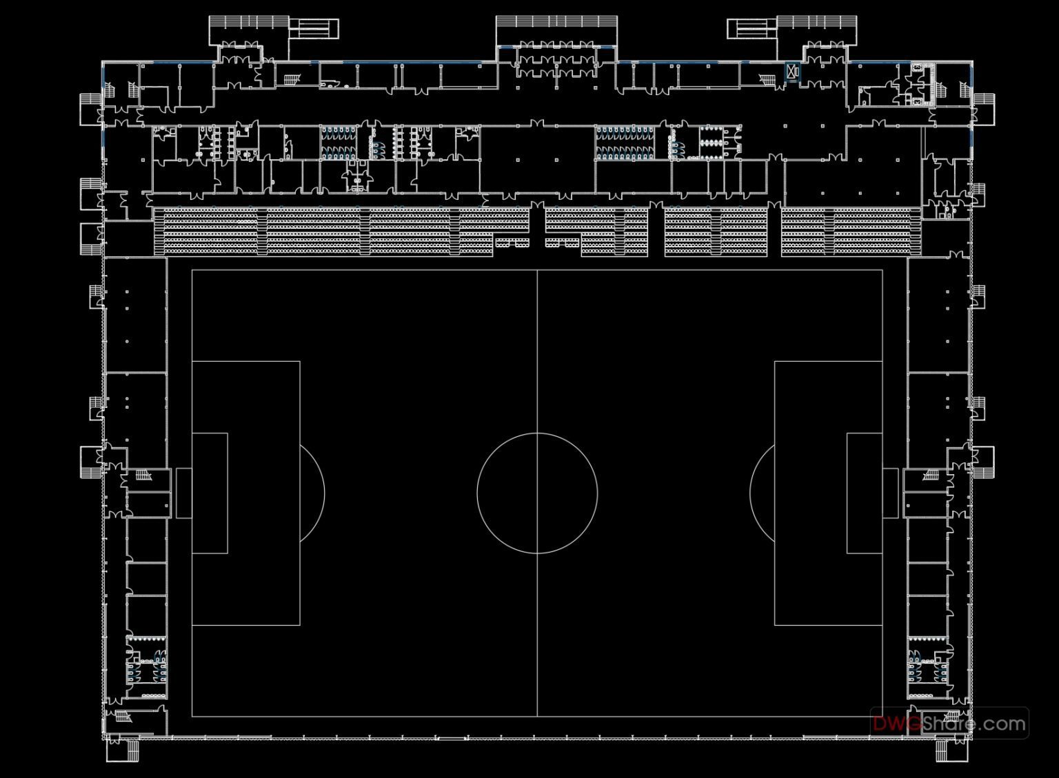 Football Stadium Layout Plan free AutoCAD drawings