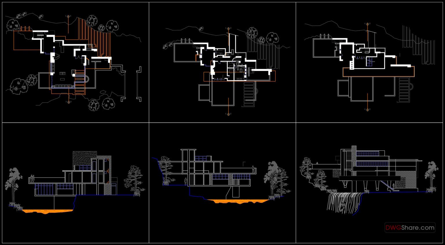 Frank Lloyd Wright fallingwater AutoCAD File Free Download