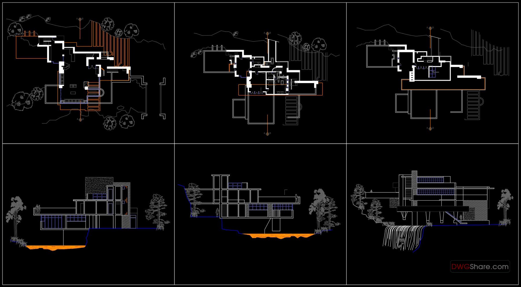 Frank Lloyd Wright fallingwater AutoCAD File Free Download