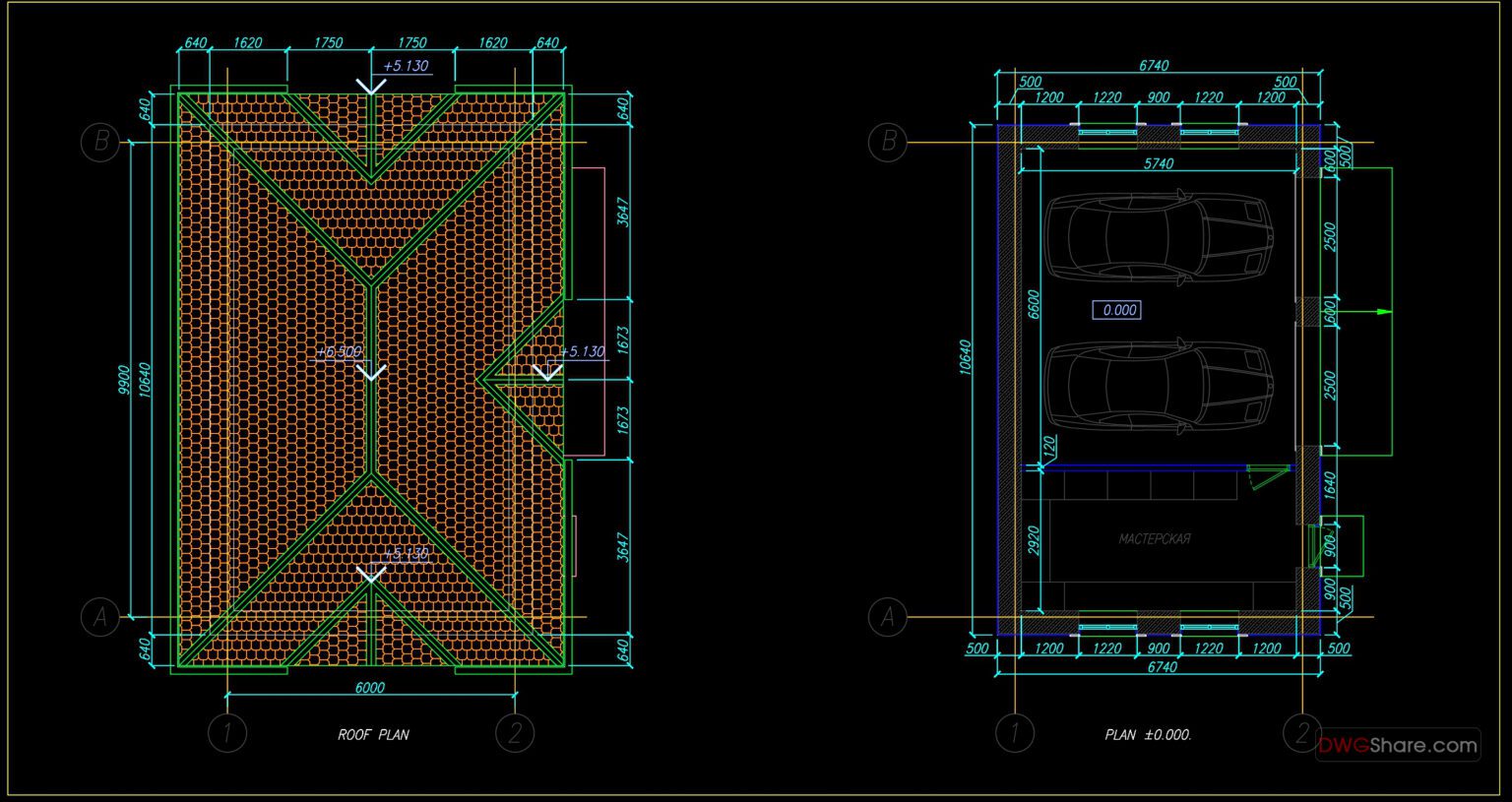 Garage For Two Cars free AutoCAD drawings
