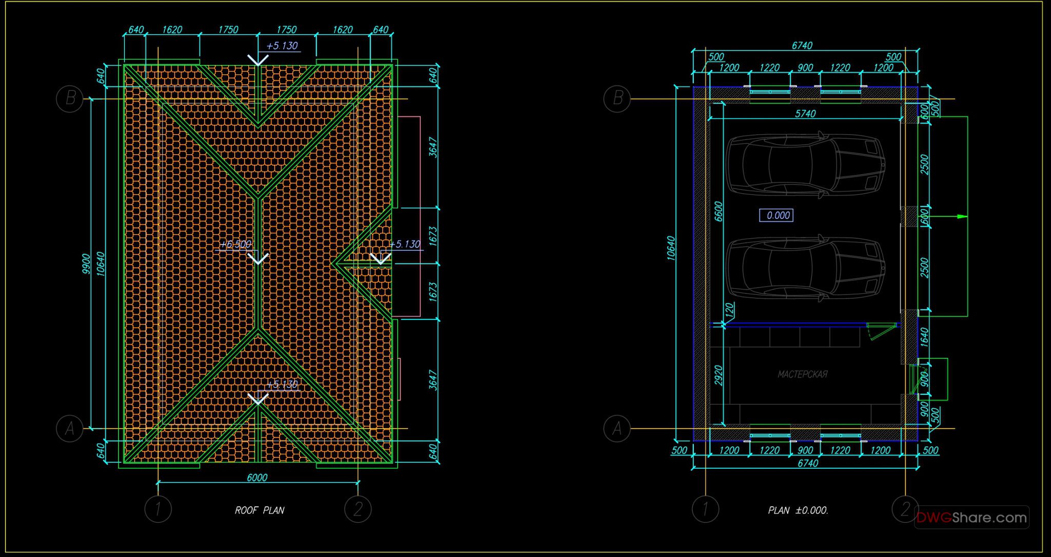 Garage For Two Cars free AutoCAD drawings