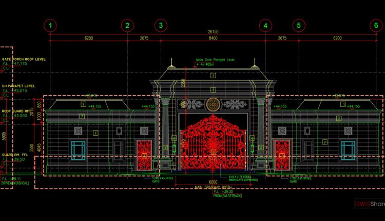 Guard House Layout Plan Elevations and Section Details AutoCAD File ...