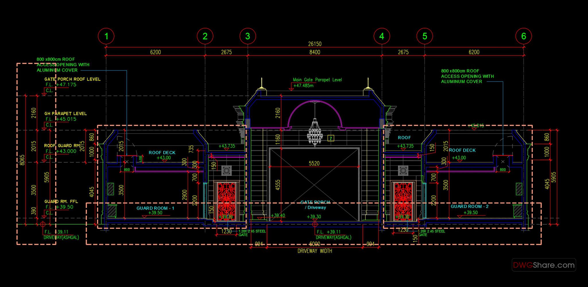 Guard House Layout Plan Elevations and Section Details AutoCAD File ...