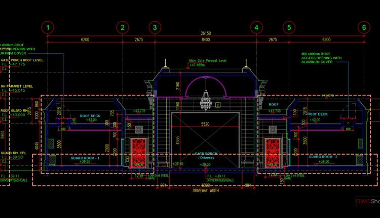 Guard House Layout Plan Elevations and Section Details AutoCAD File ...