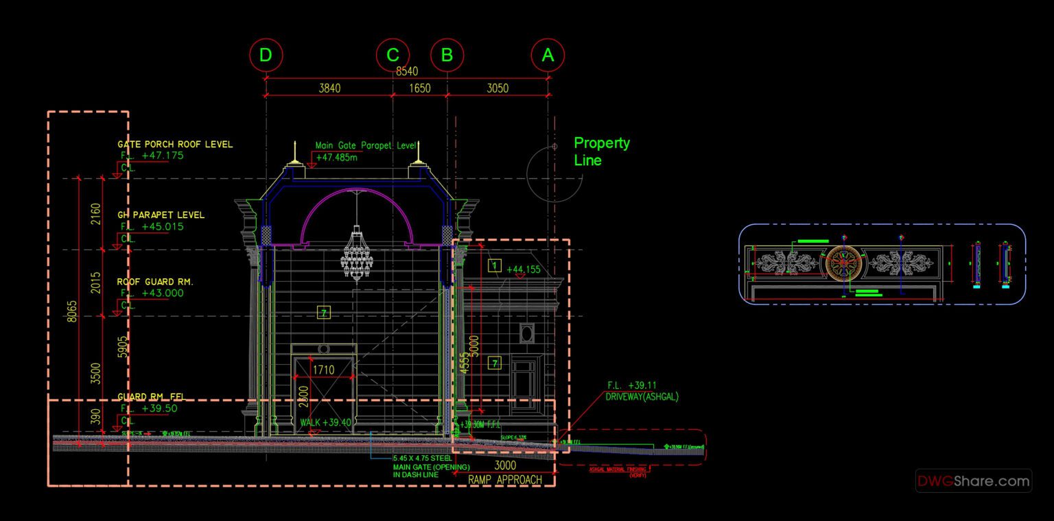 Guard House Layout Plan Elevations and Section Details AutoCAD File ...