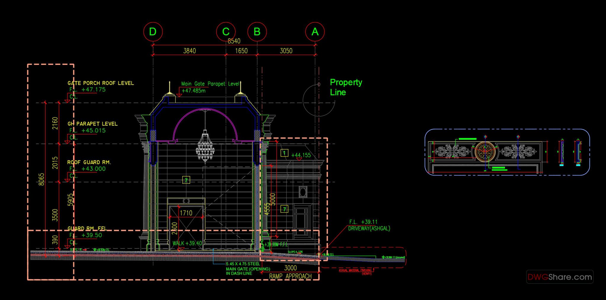 Guard House Layout Plan Elevations and Section Details AutoCAD File ...