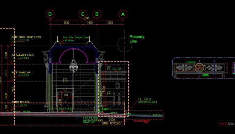 Guard House Layout Plan Elevations and Section Details AutoCAD File ...