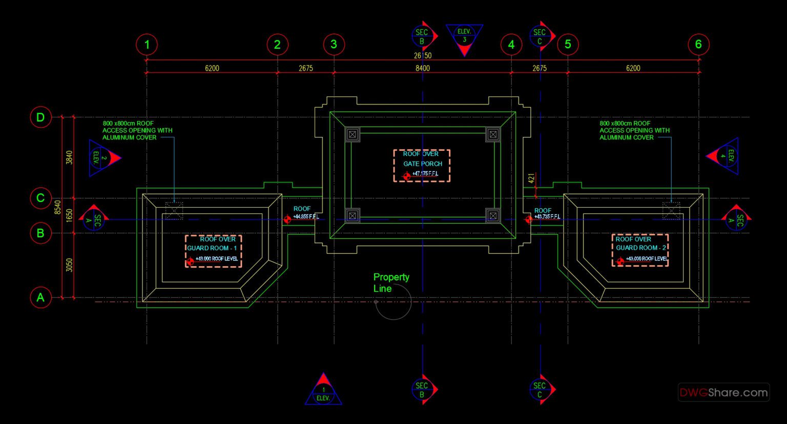 Guard House Layout Plan Elevations and Section Details AutoCAD File ...
