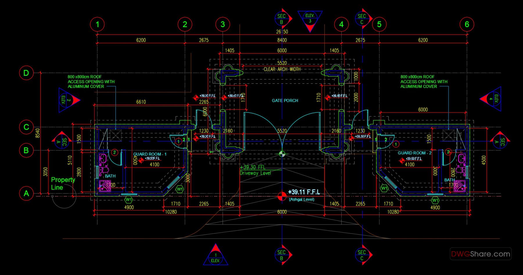 Guard House Layout Plan Elevations and Section Details AutoCAD File ...