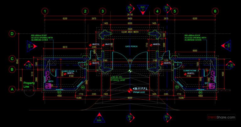 Guard House Layout Plan Elevations and Section Details AutoCAD File ...