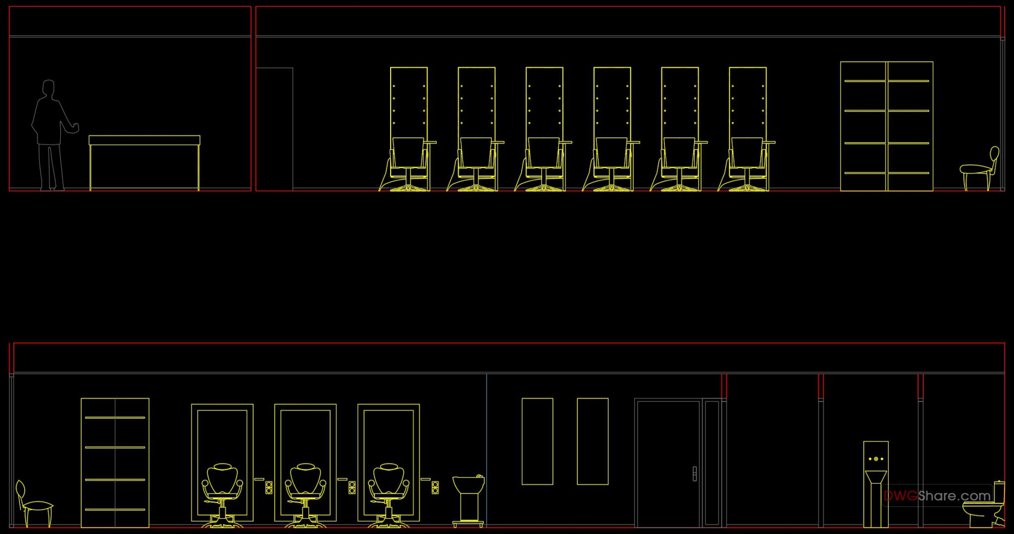 Hairdressing salon free Autocad File DWG