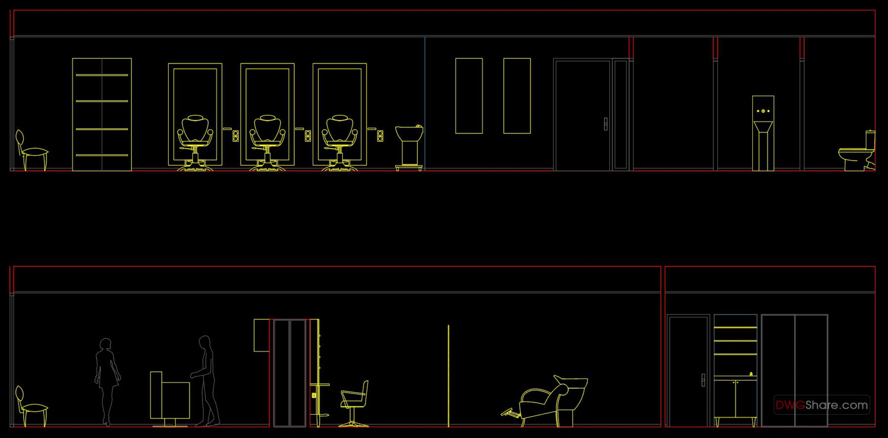 Hairdressing salon free Autocad File DWG