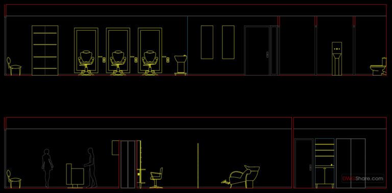 Hairdressing salon free Autocad File DWG