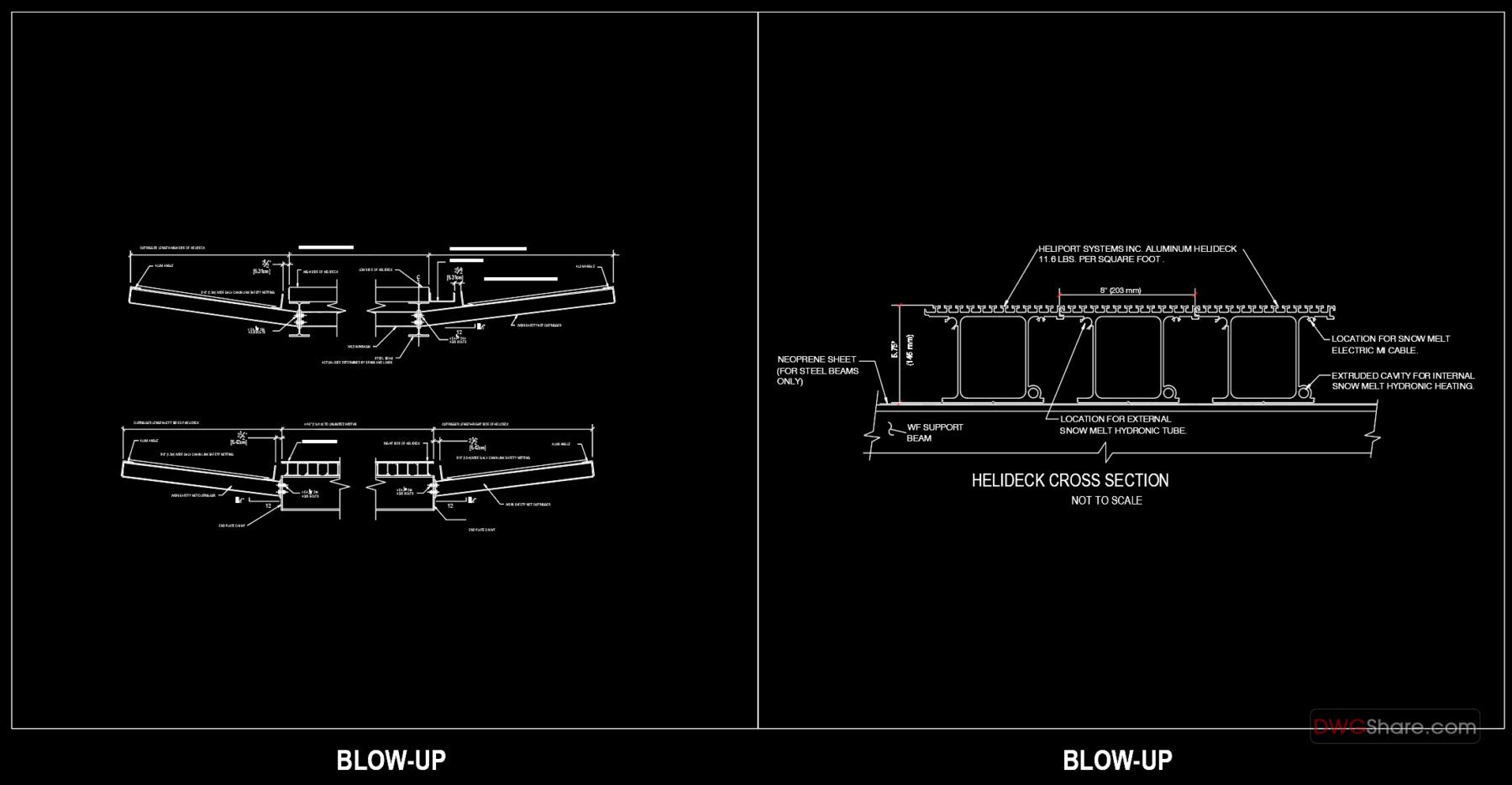Helipad Plan and Elevation Details Autocad Drawing DWG