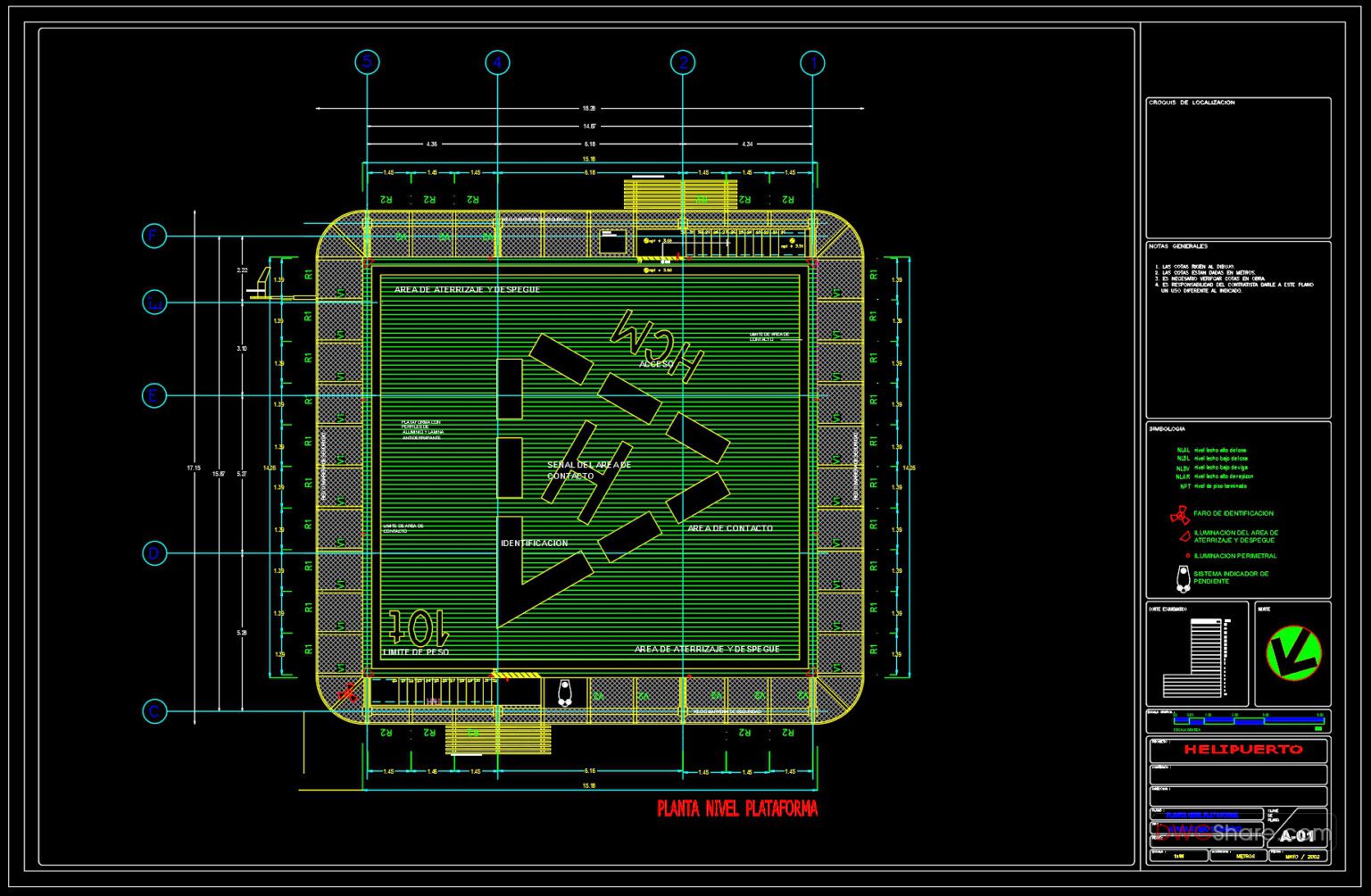 Heliport Layout Plan and Sections Details Autocad Drawing DWG