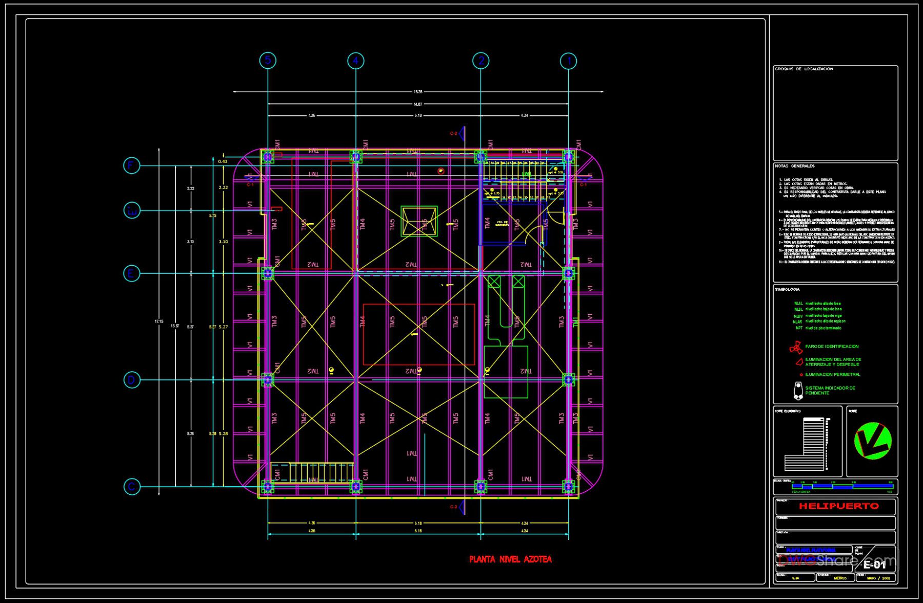 Heliport Layout Plan and Sections Details Autocad Drawing DWG