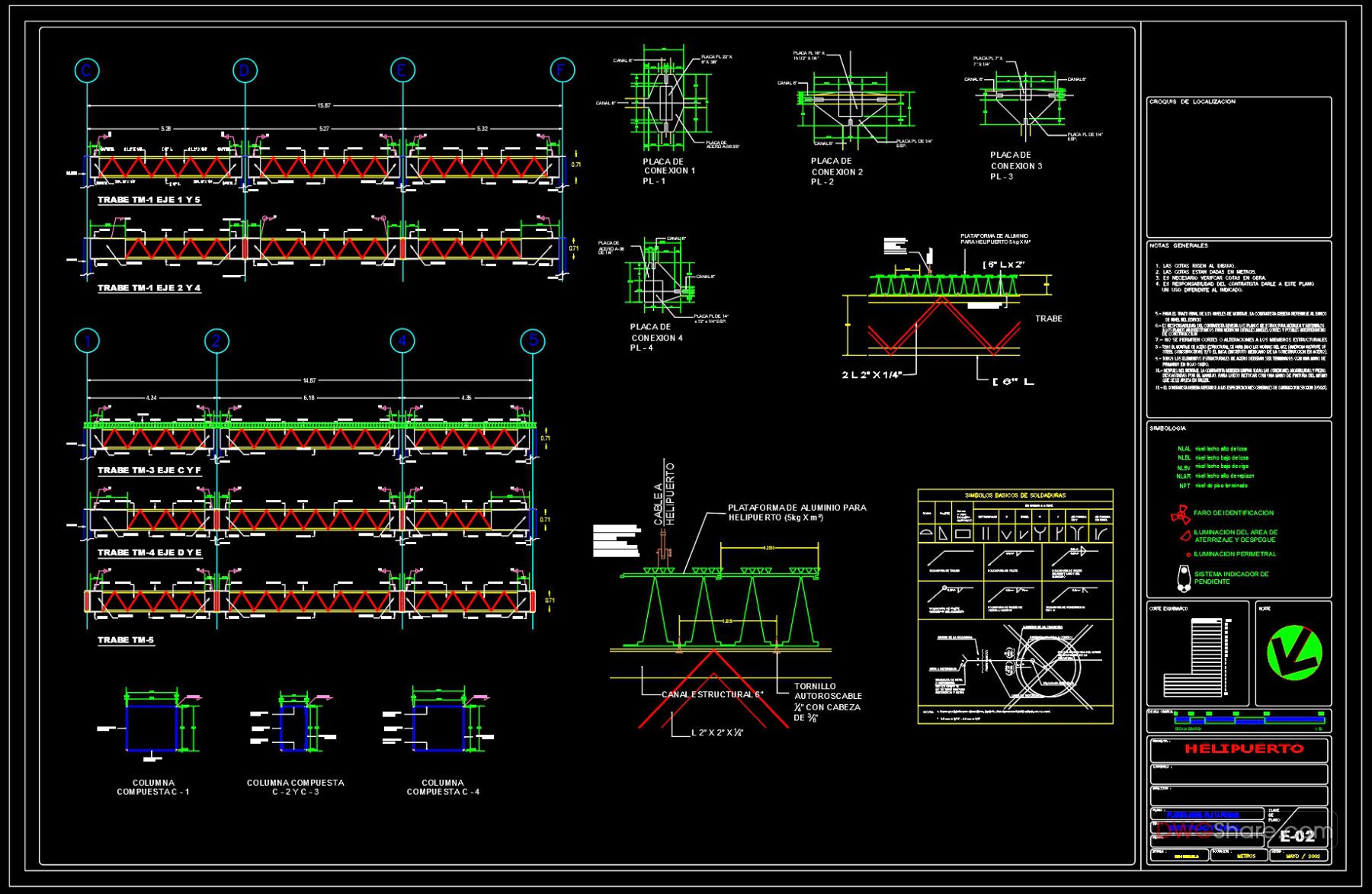 Heliport Layout Plan and Sections Details Autocad Drawing DWG