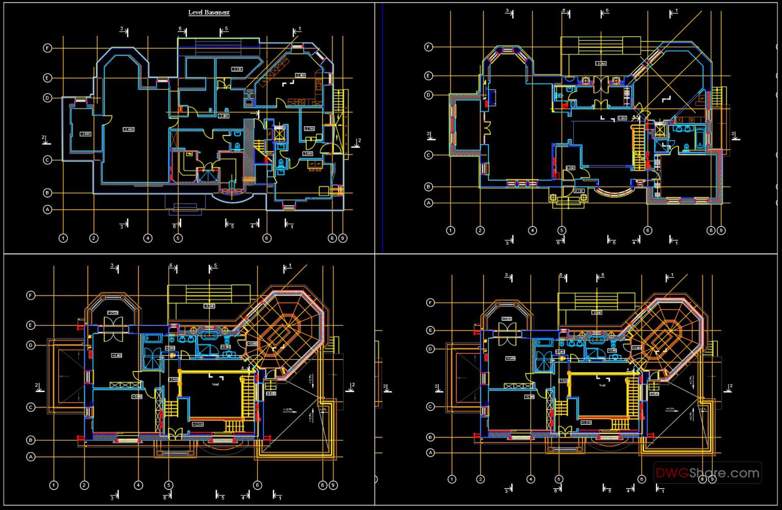 Historic Villa Plans Elevations and Sections AutoCAD File Free Download