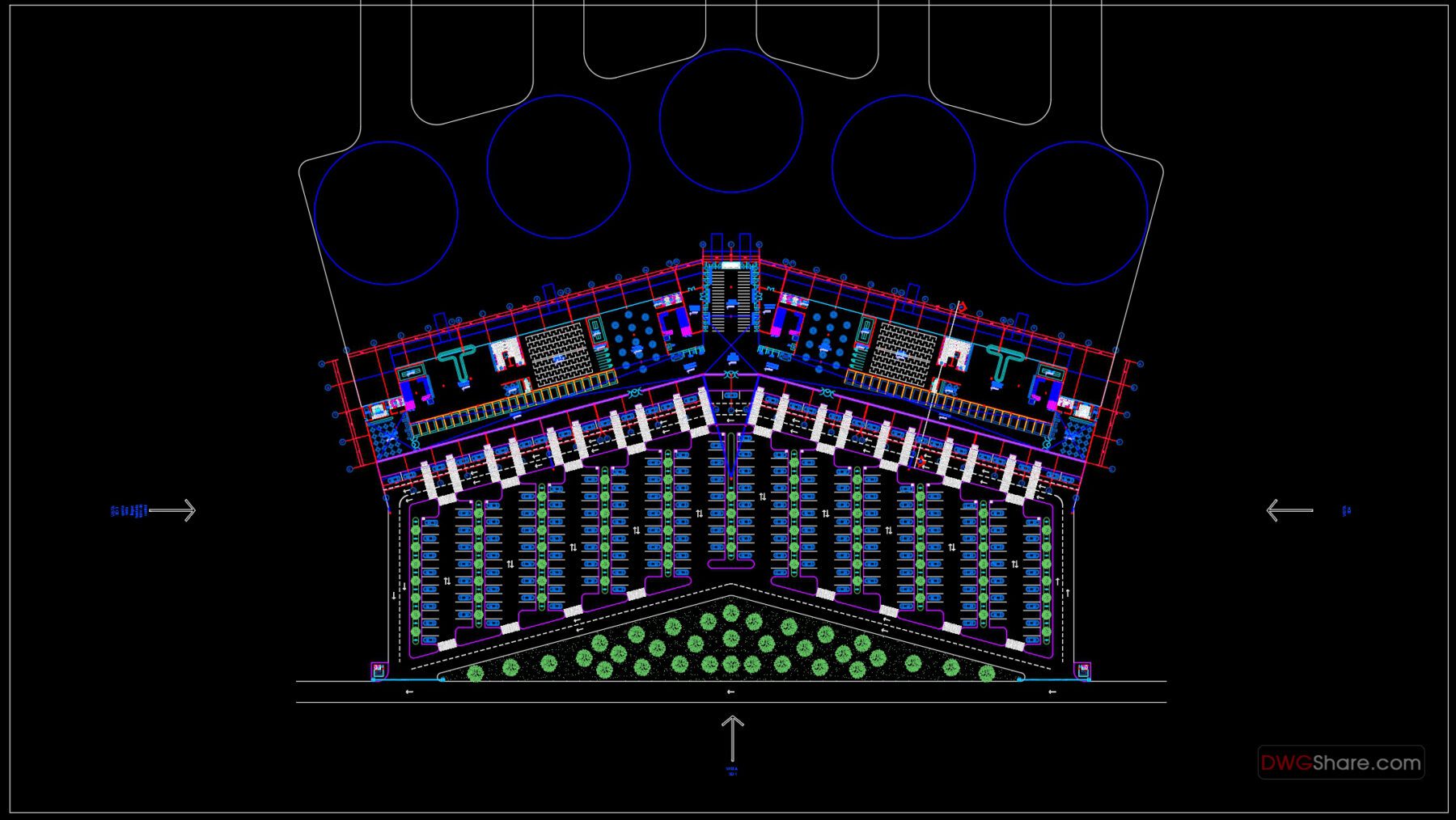 International Airport Layout Plan and Elevation Autocad Drawing DWG