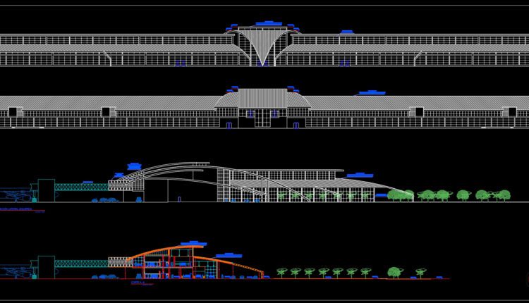 International Airport Layout Plan and Elevation Autocad Drawing DWG ...