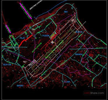 International Airport Topo Plan Autocad Drawing DWG