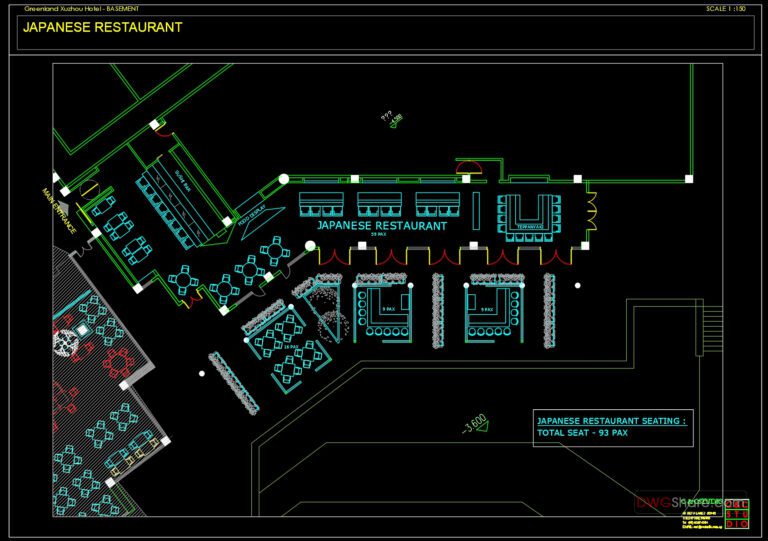 Jananese Restaurant Plan AutoCAD File DWG