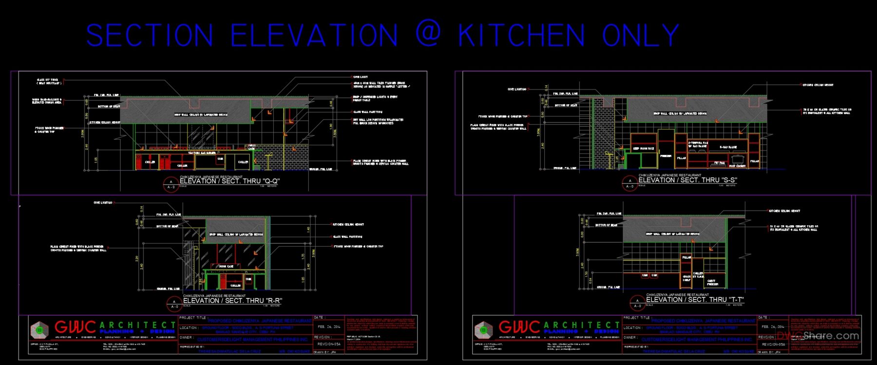 Japanese Restaurant Elevations and Sections Details AutoCAD File DWG