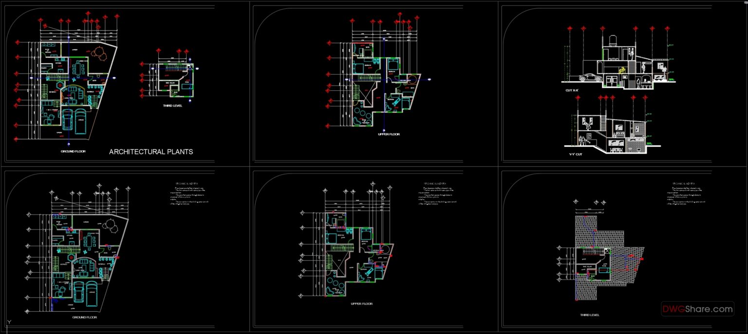 Luxury House Complete With All Plans Autocad file free download