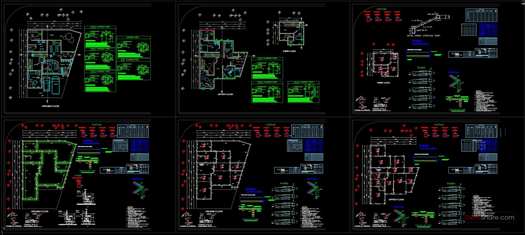 Luxury House Complete With All Plans Autocad file free download