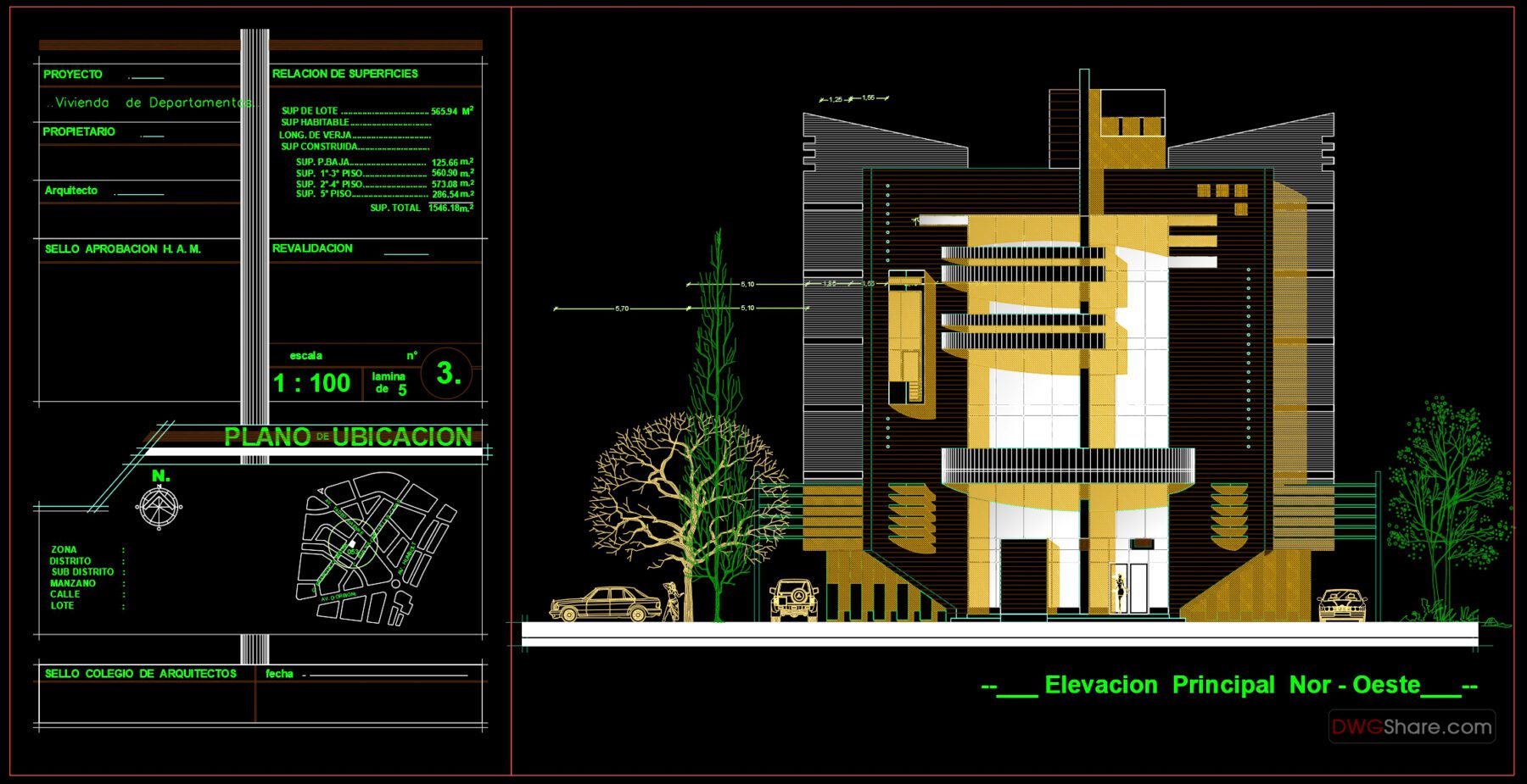 Modern 7-Story Apartment Building AutoCAD File Free Download